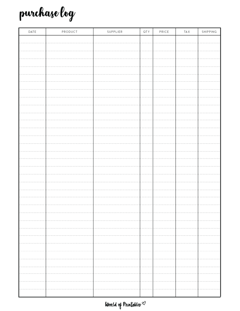 Free Printable Purchase Order Tracker - World of Printables
