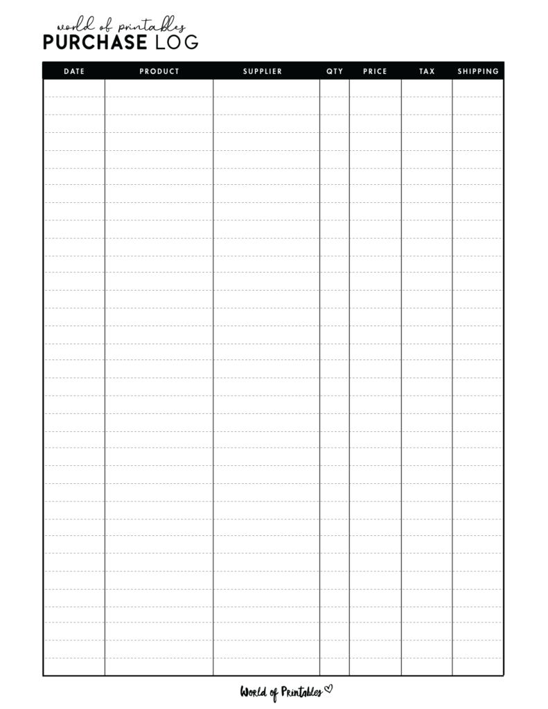 Free Printable Purchase Order Tracker - World of Printables