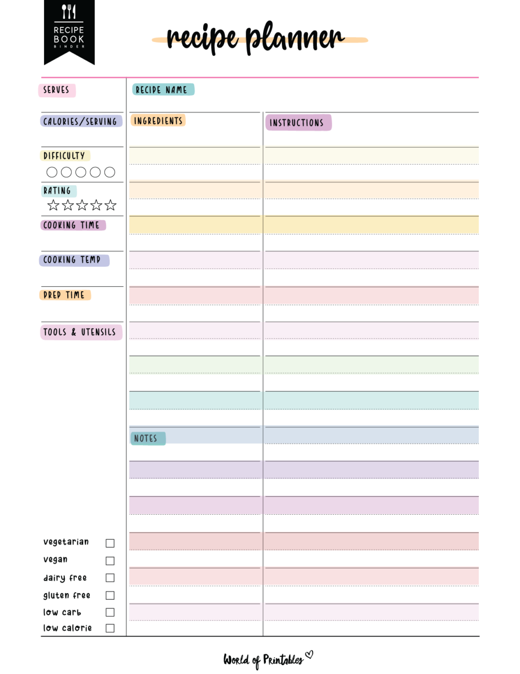Free Printable Recipe Templates - World of Printables