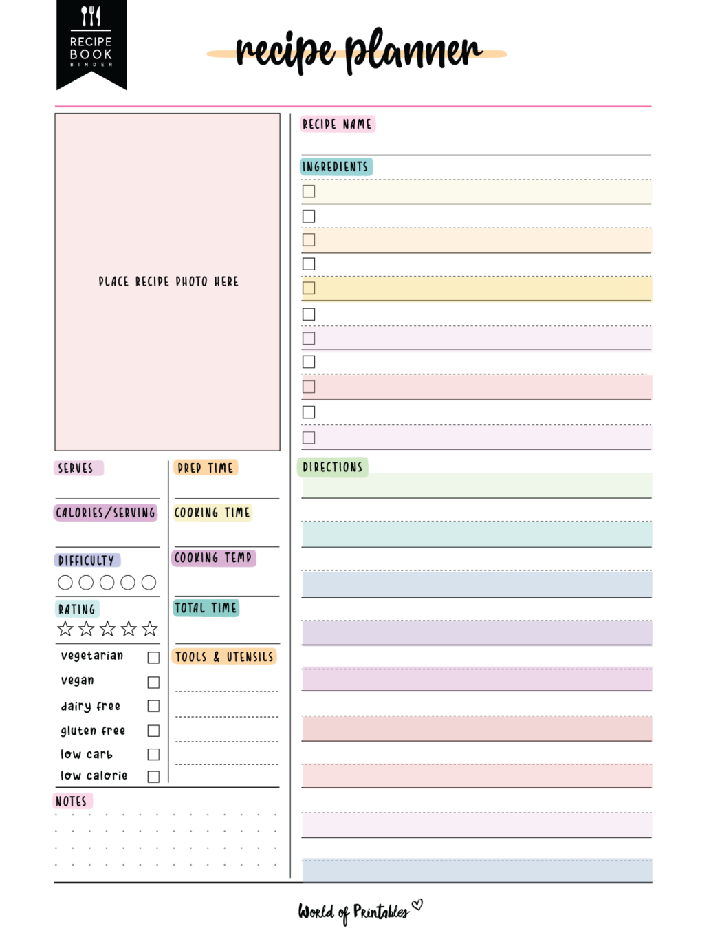 Free Printable Recipe Templates - World of Printables