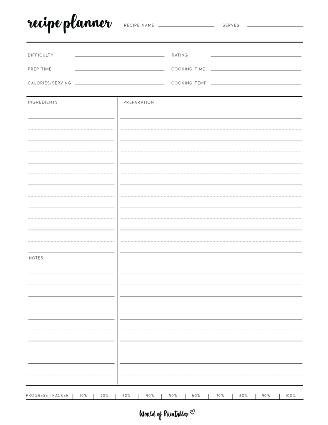 Free Printable Recipe Templates - World of Printables