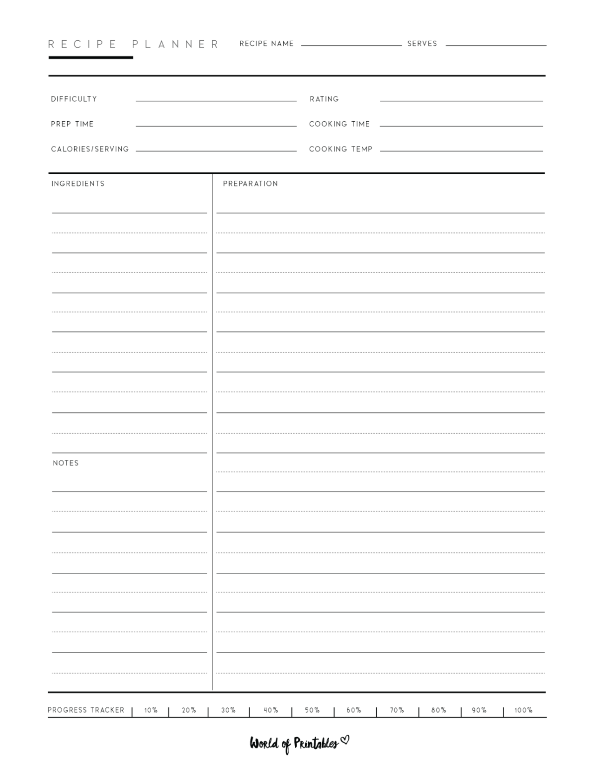 Free Printable Recipe Templates - World of Printables