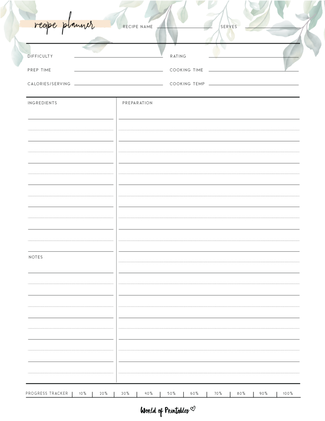 Free Printable Recipe Templates - World of Printables
