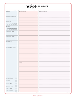 Free Printable Recipe Templates - World of Printables