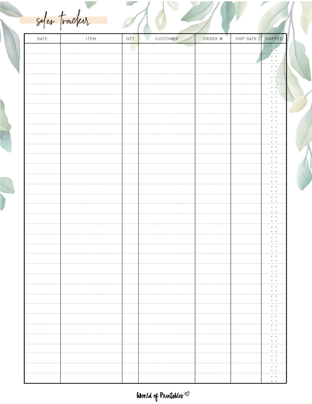 FREE Sales Tracker Template PDF - World of Printables