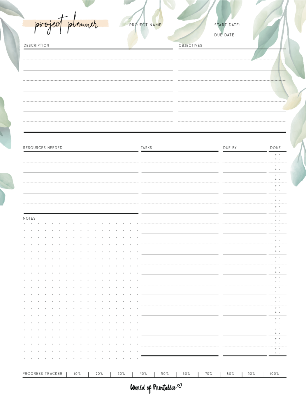 Simple Project Plan Template - World of Printables