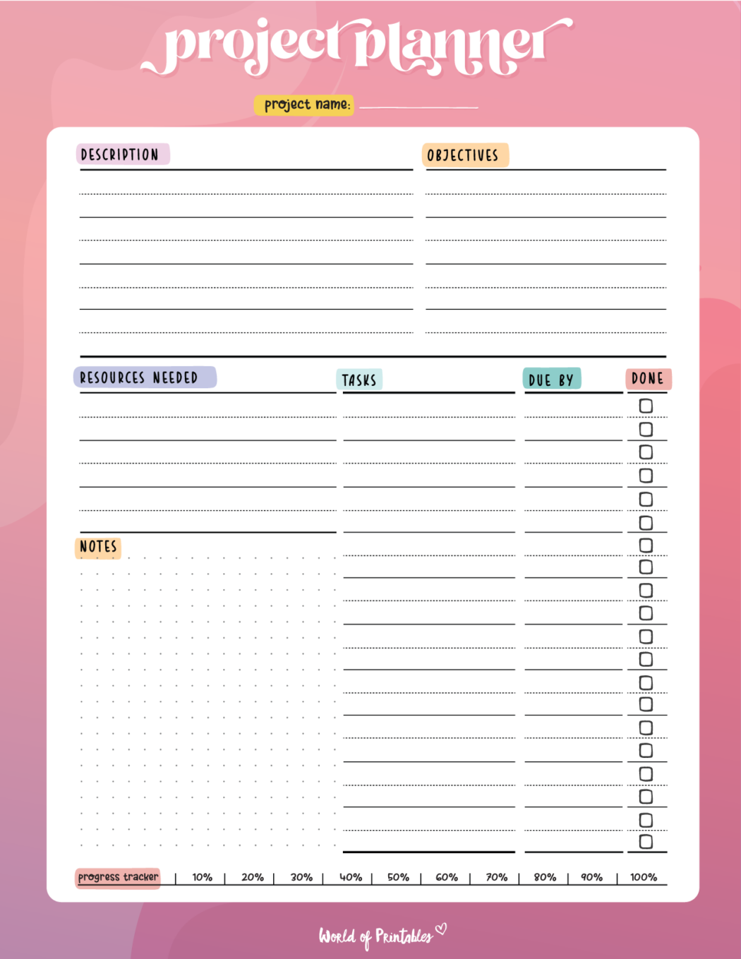 Simple Project Plan Template - World of Printables