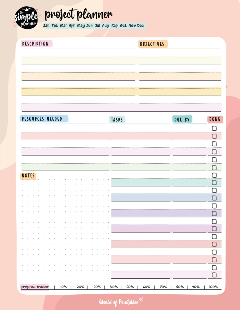 Simple Project Plan Template - World of Printables