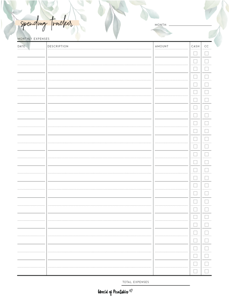 Spending Tracker Templates - The Perfect Way To Track Your Spending