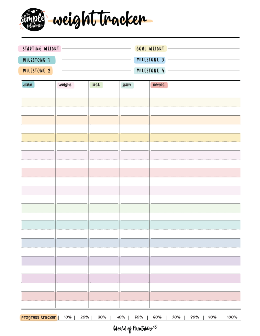Free Weight Tracker Templates - World of Printables