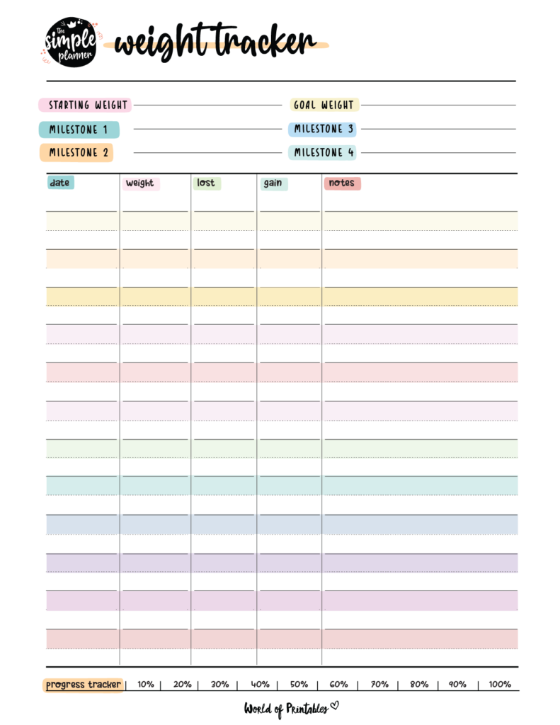 Free Weight Tracker Templates - World of Printables
