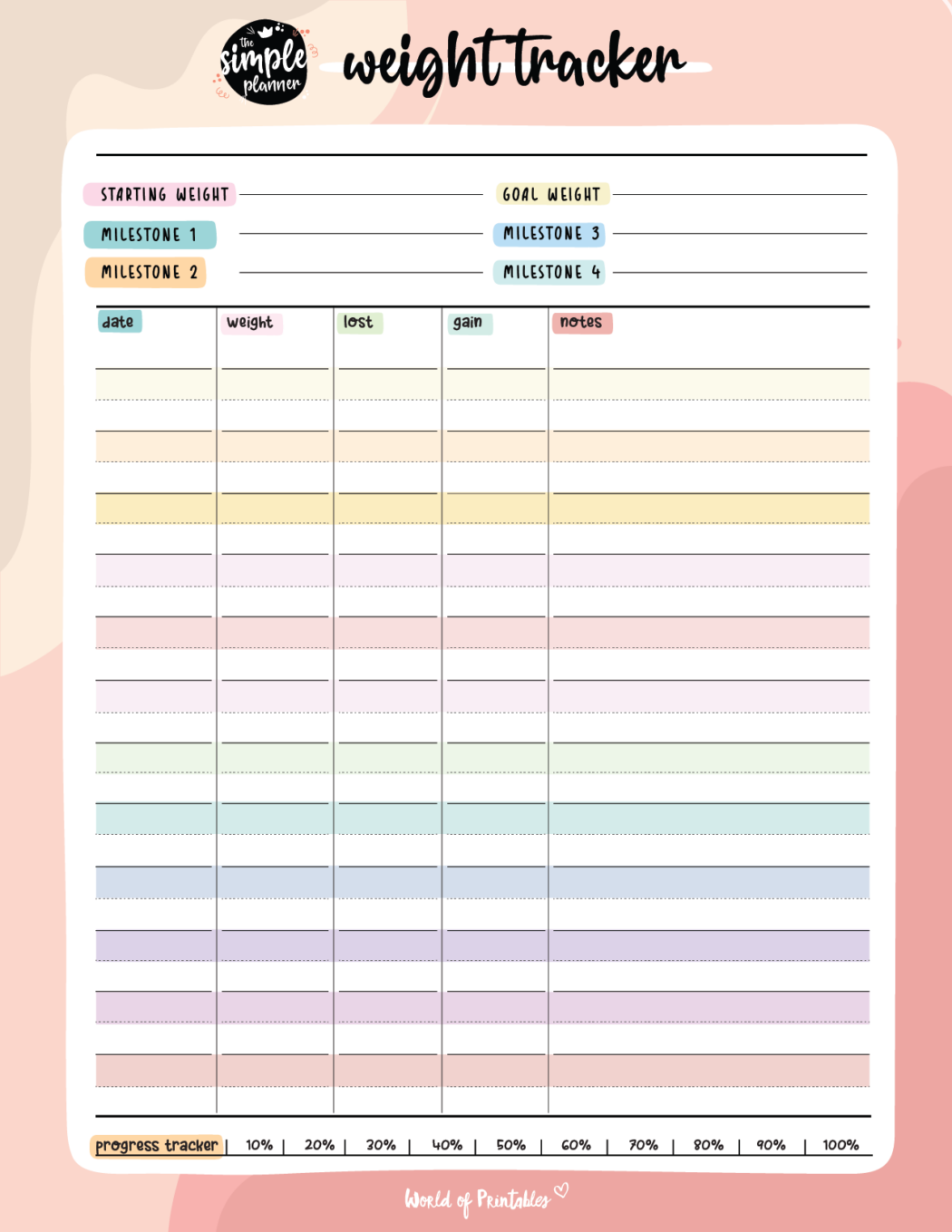Free Weight Tracker Templates - World of Printables