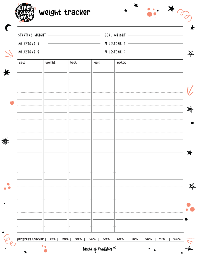 Free Weight Tracker Templates - World of Printables