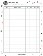 Printable Simple Workout Log Templates - World of Printables