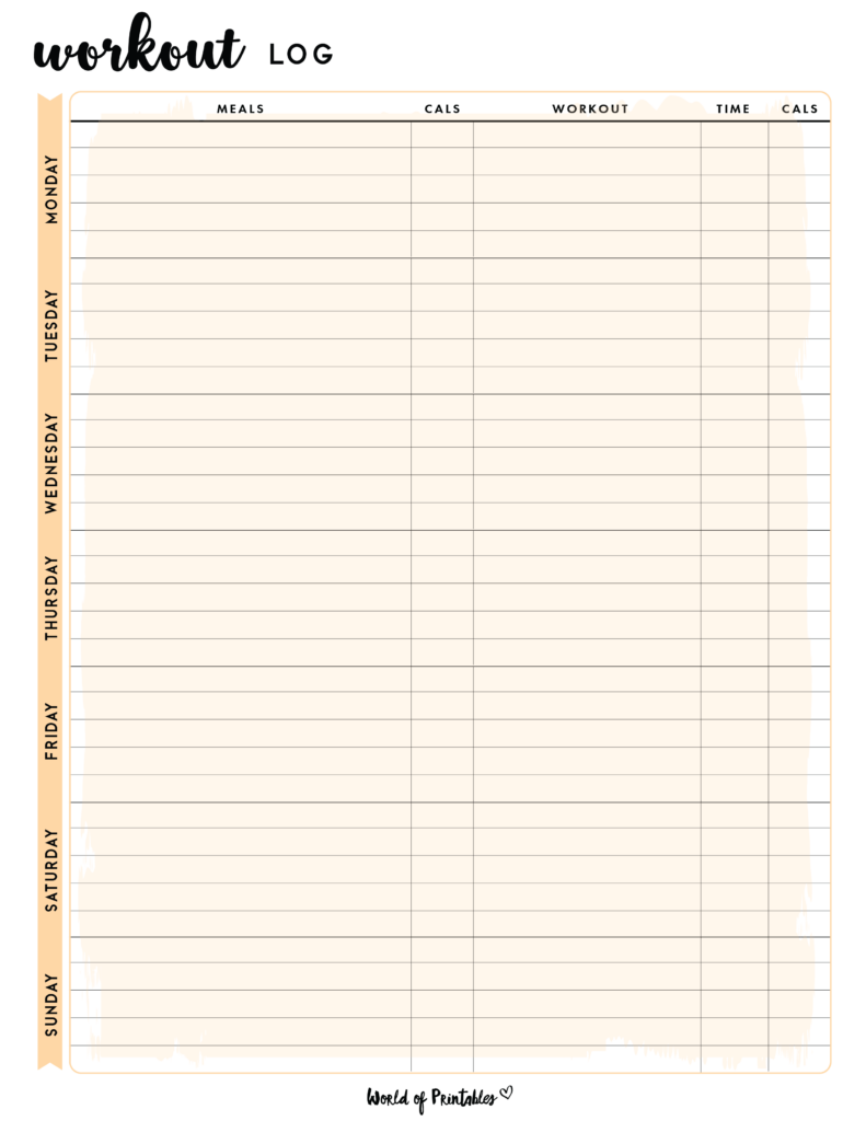 Printable Simple Workout Log Templates - World of Printables