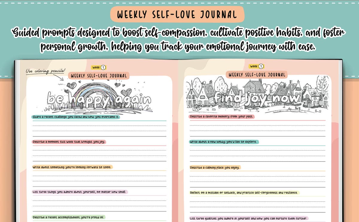 Mood Tracker & Self Love Journal For Women - World of Printables