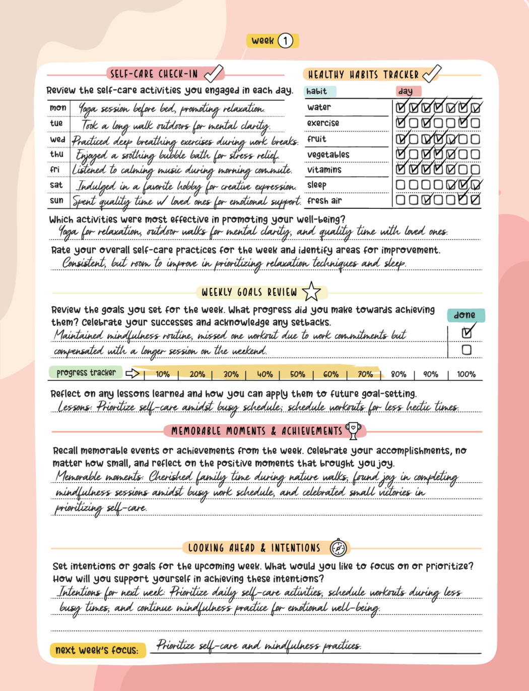 Mood Tracker & Self Love Journal For Women - World of Printables