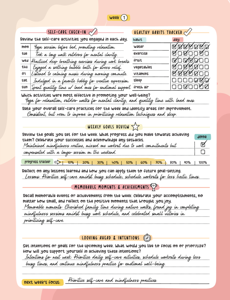 Mood Tracker & Self Love Journal For Women - World of Printables