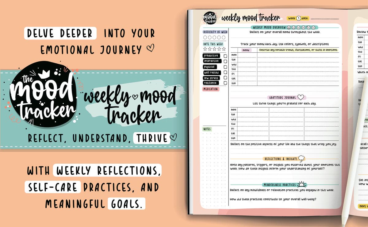 Mood Tracker & Self Love Journal For Women - World of Printables