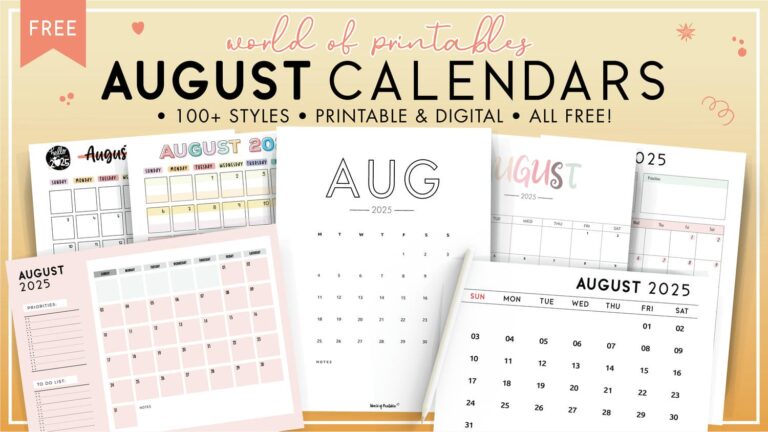 2025 Calendars - World of Printables