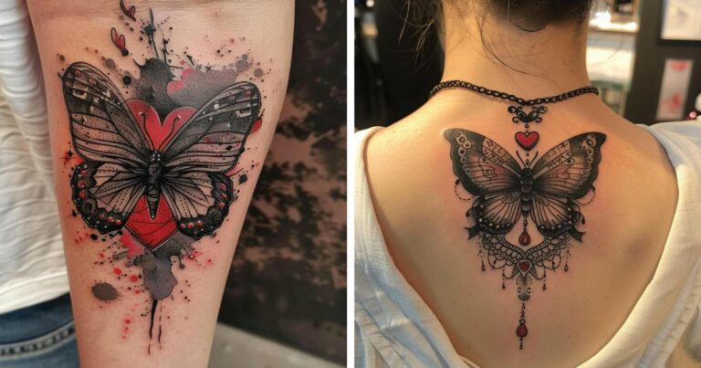 Butterfly and Heart Tattoo Designs - 60+ Printable Designs & Ideas ...