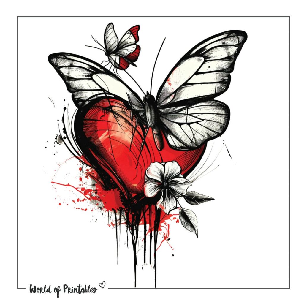 Butterfly and Heart Tattoo Designs - 60+ Printable Designs & Ideas ...