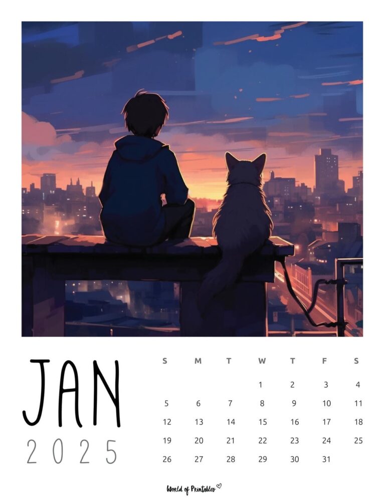 Lofi Anime Calendars For 2025 - World of Printables
