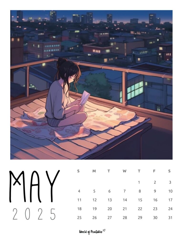 Lofi Anime Calendars For 2025 - World of Printables