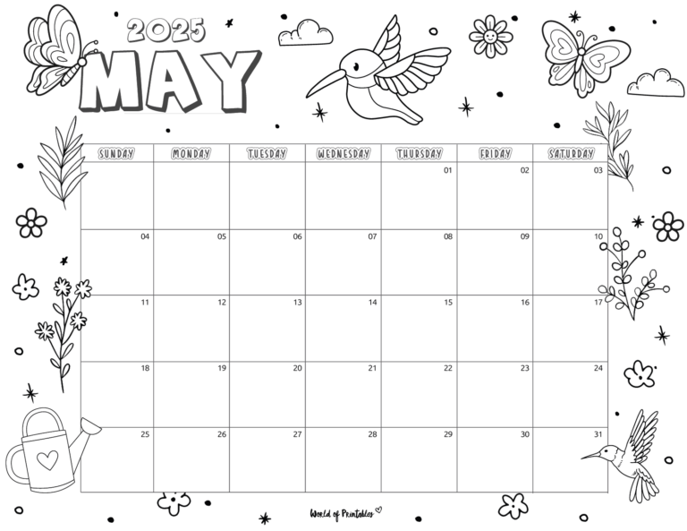 2025 Coloring Calendar - Free Printables - World of Printables