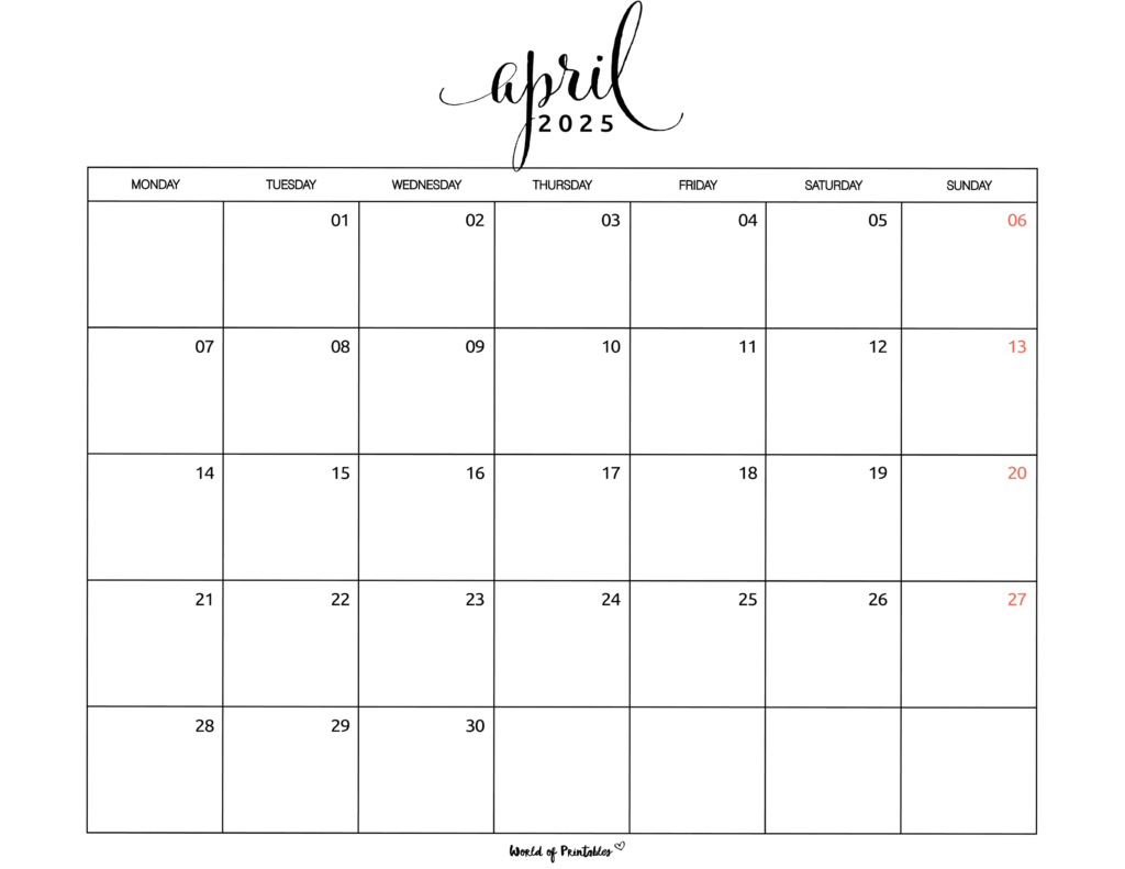 April 2025 Calendars | 100+ Best - World of Printables
