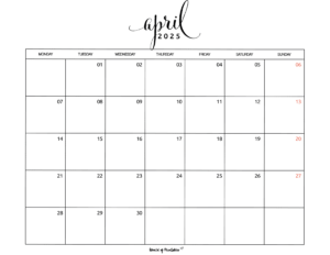 April 2025 Calendars | 100+ Best - World of Printables