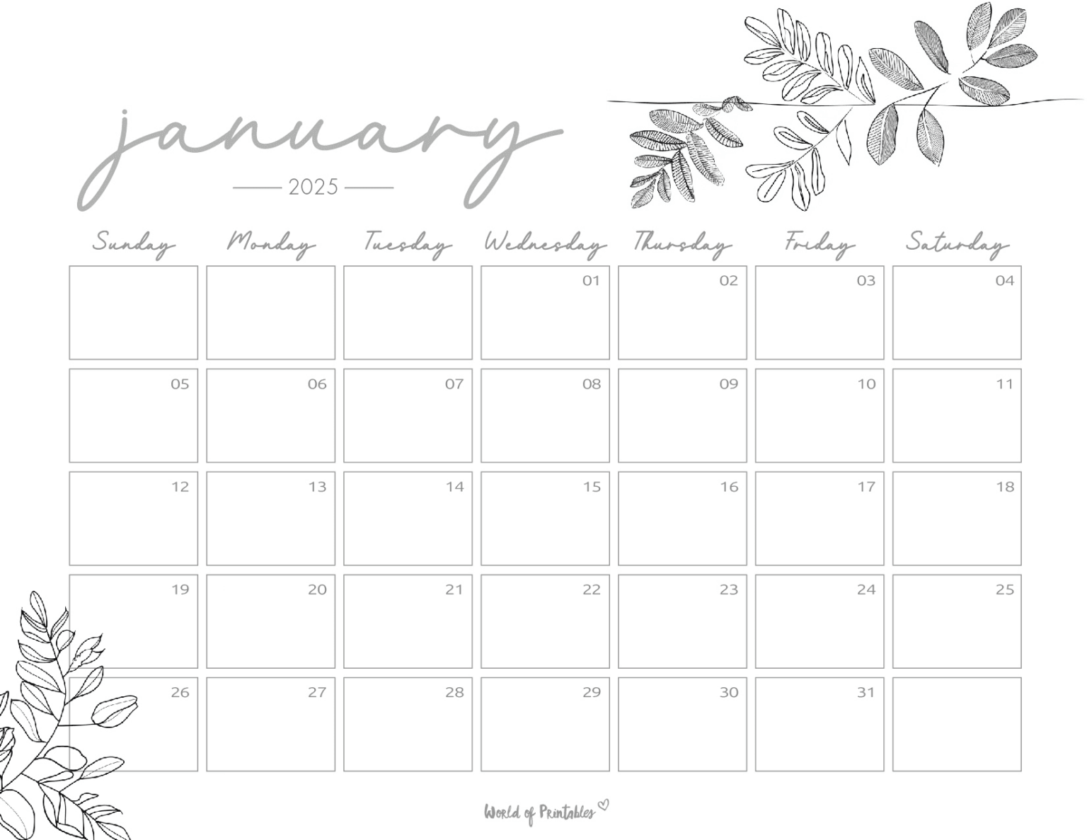 January 2025 Calendars - Free Printables - World of Printables