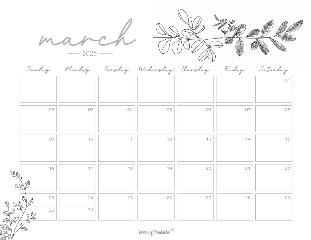 March 2025 Calendars - Free Printables - World of Printables