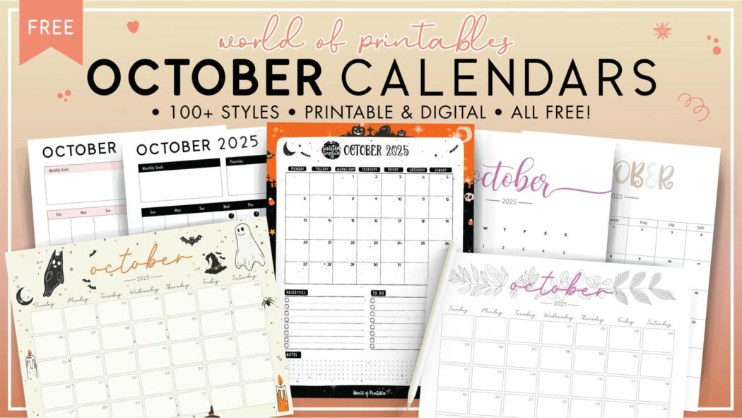 October 2025 Calendars | 130+ Styles - World of Printables