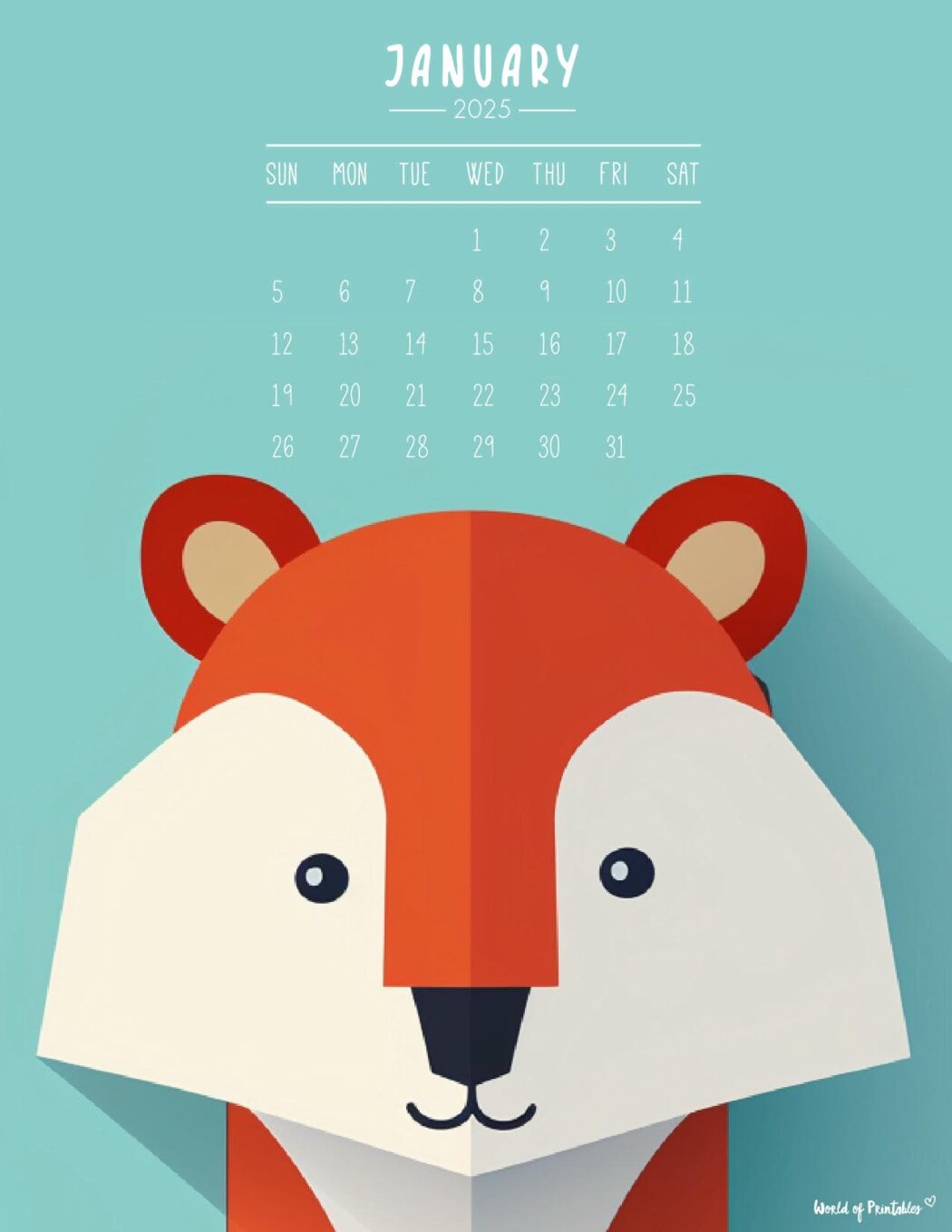 Fun Calendars - Featuring Animals and Bright Colors - World of Printables
