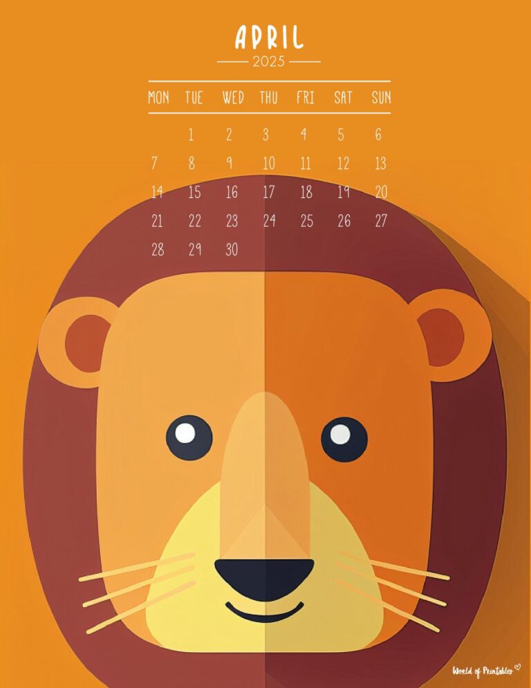 Fun Calendars - Featuring Animals and Bright Colors - World of Printables
