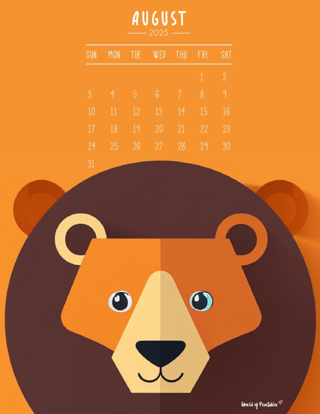 Fun Calendars - Featuring Animals and Bright Colors - World of Printables