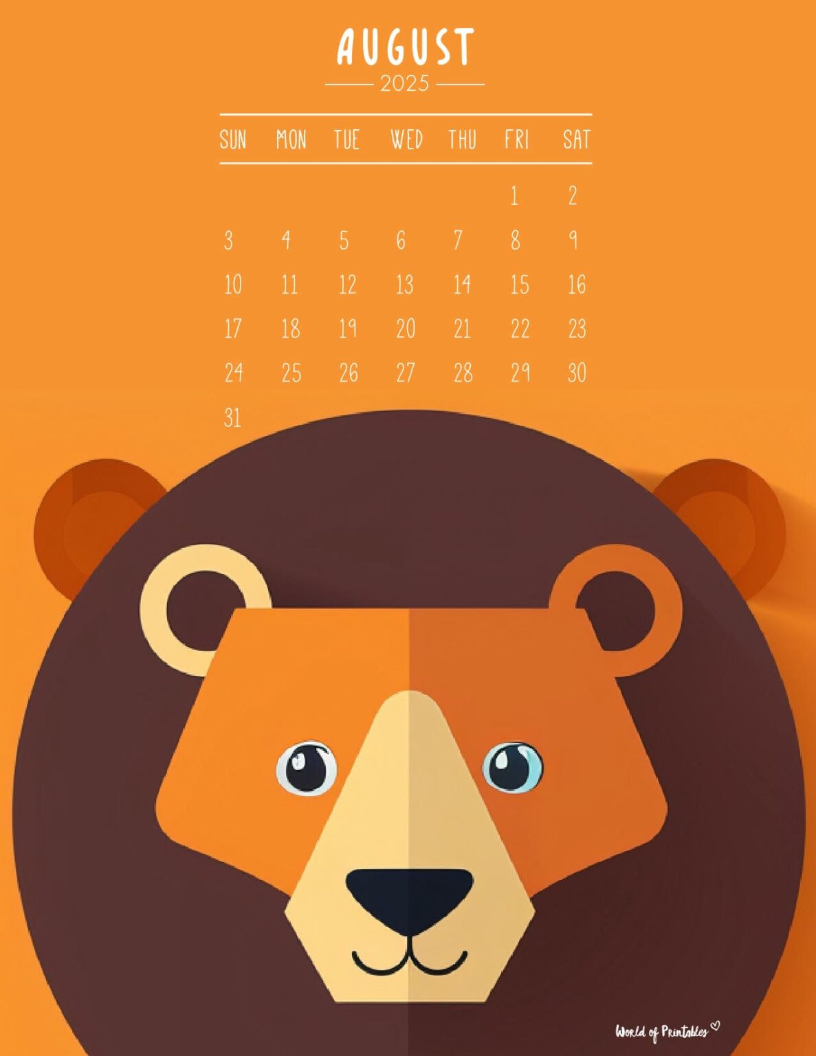 Fun Calendars - Featuring Animals and Bright Colors - World of Printables