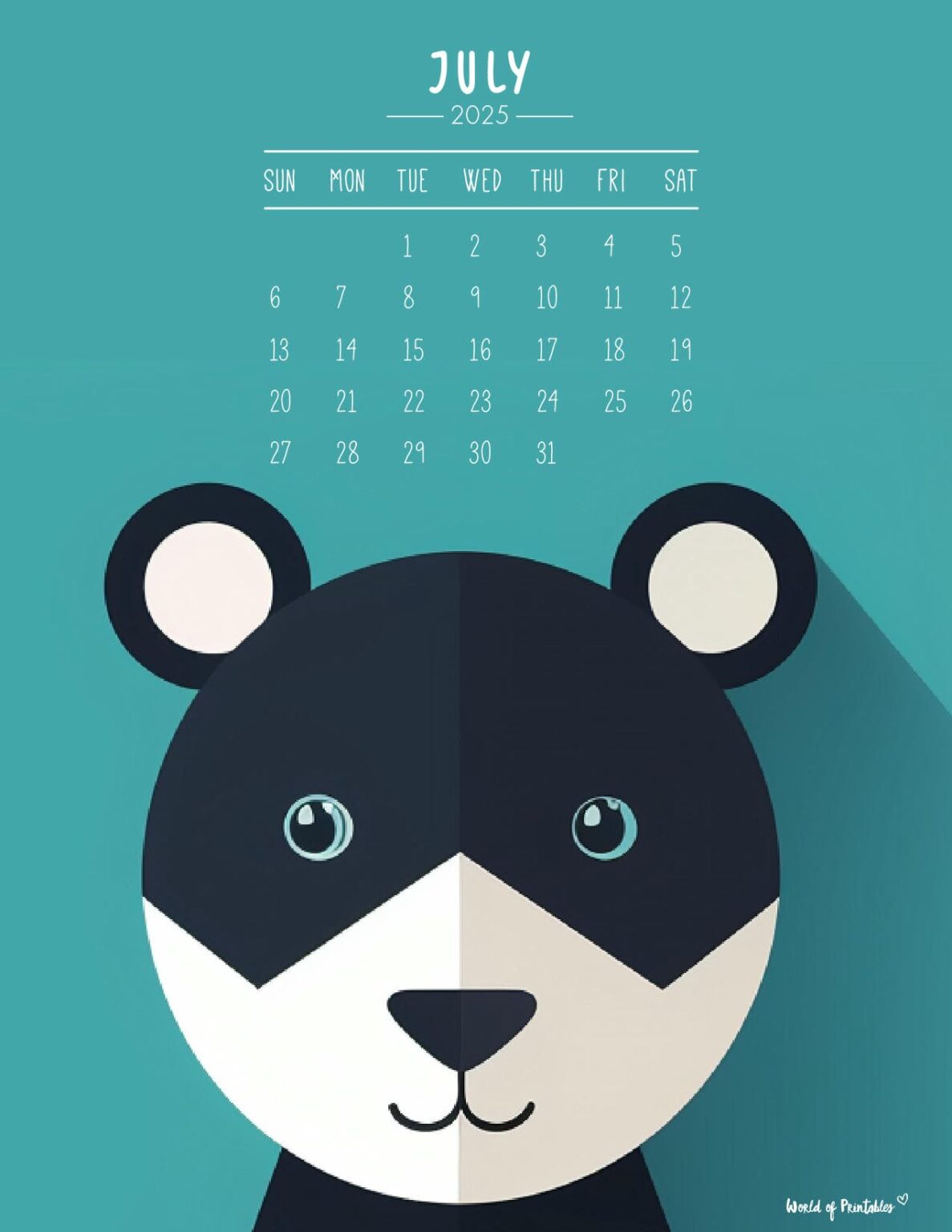 Fun Calendars - Featuring Animals and Bright Colors - World of Printables