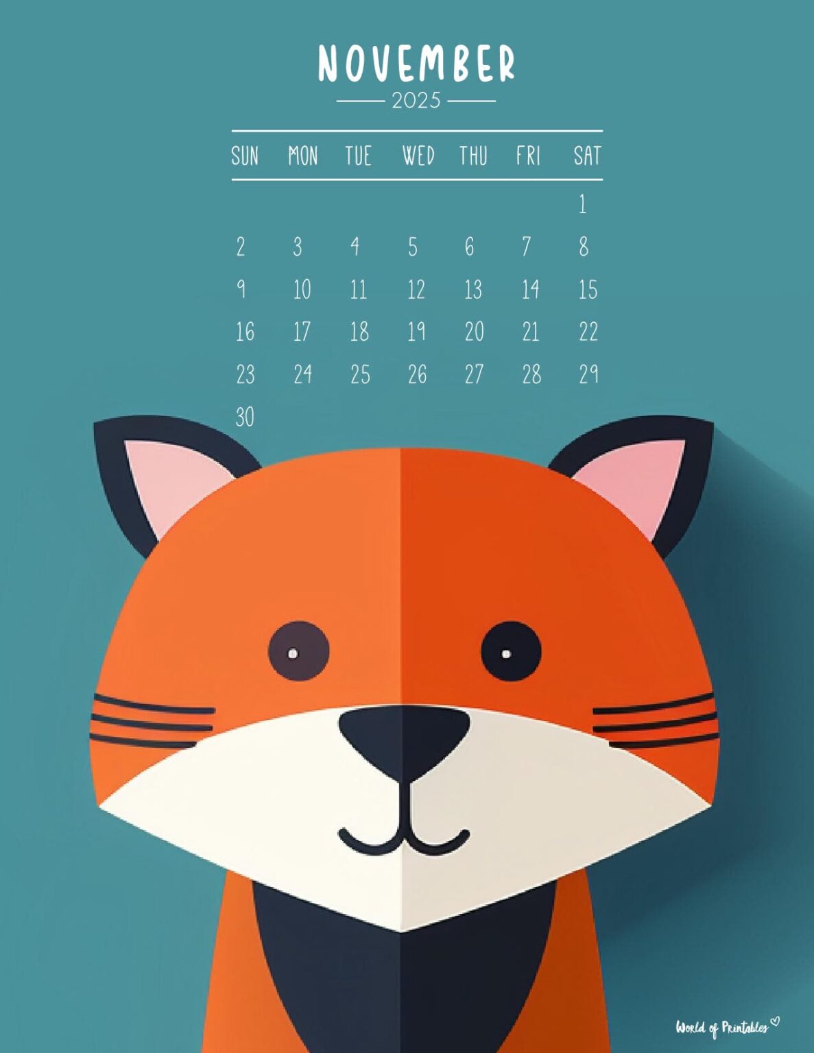 Fun Calendars - Featuring Animals and Bright Colors - World of Printables