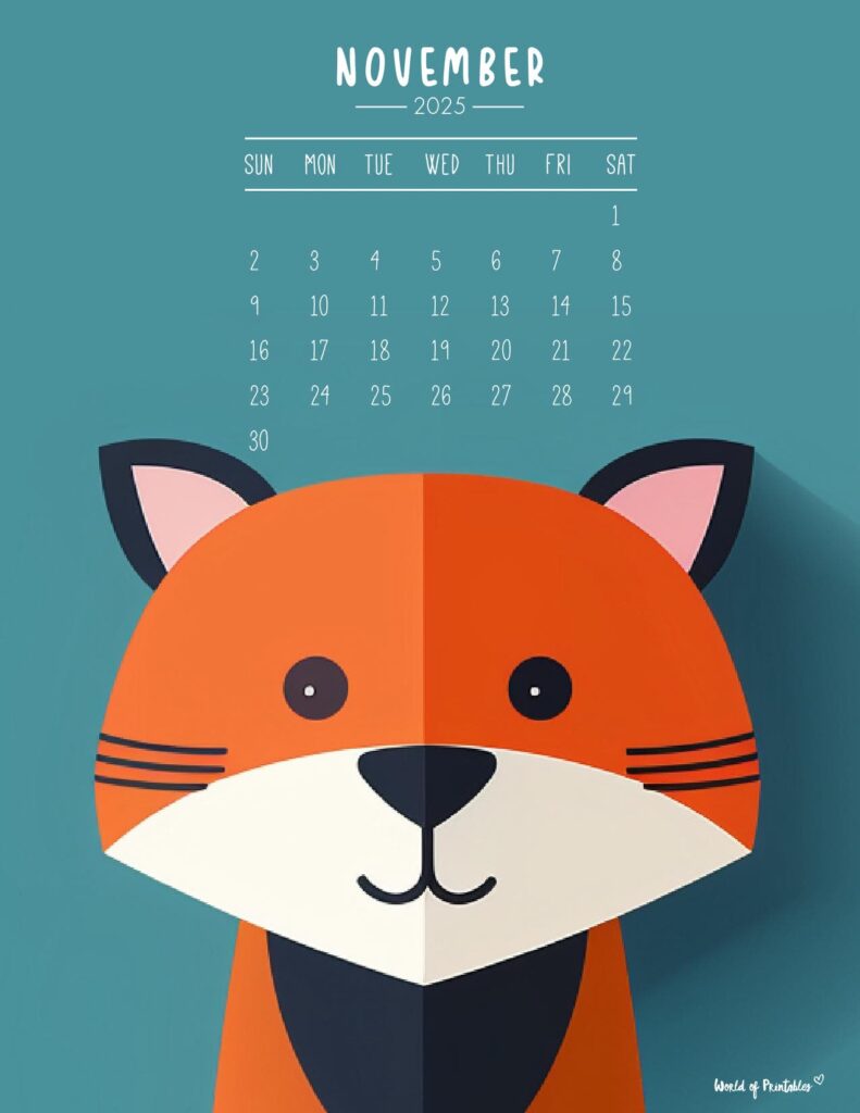 Fun Calendars - Featuring Animals and Bright Colors - World of Printables