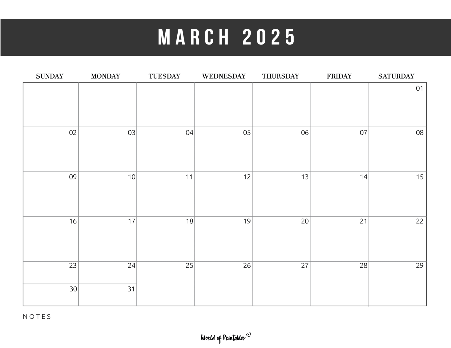 March 2025 Calendars - Free Printables - World of Printables