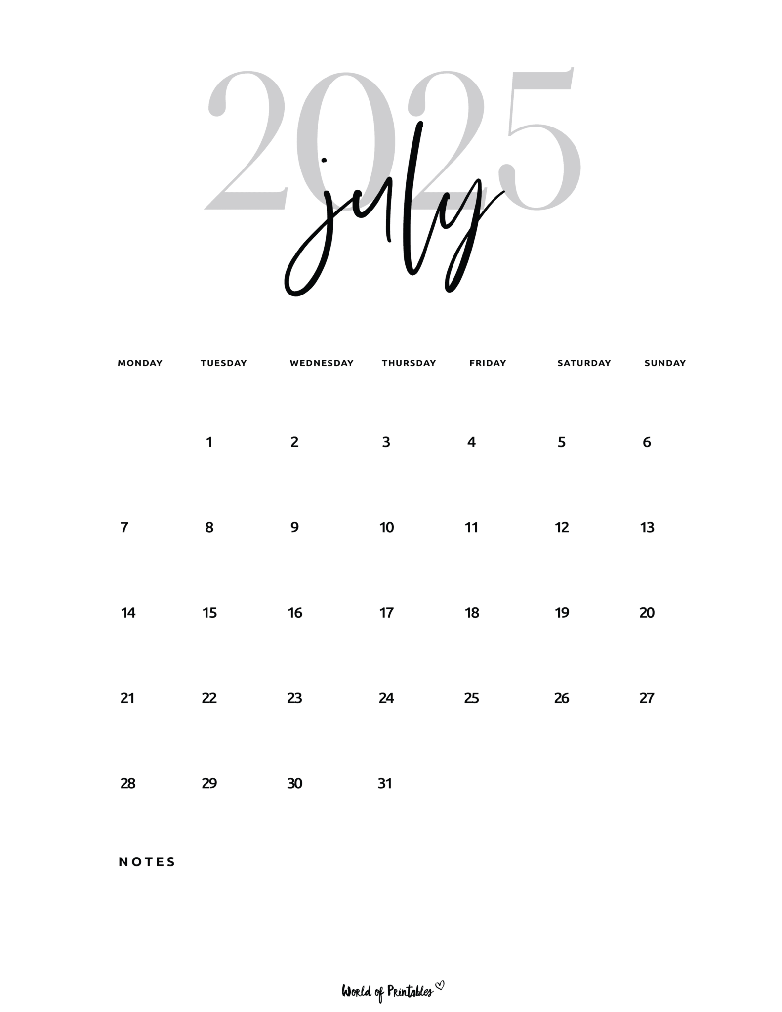 Free Printable July 2025 Calendars | 100+ Best - World of Printables