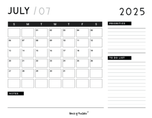 Free Printable July 2025 Calendars | 100+ Best - World of Printables
