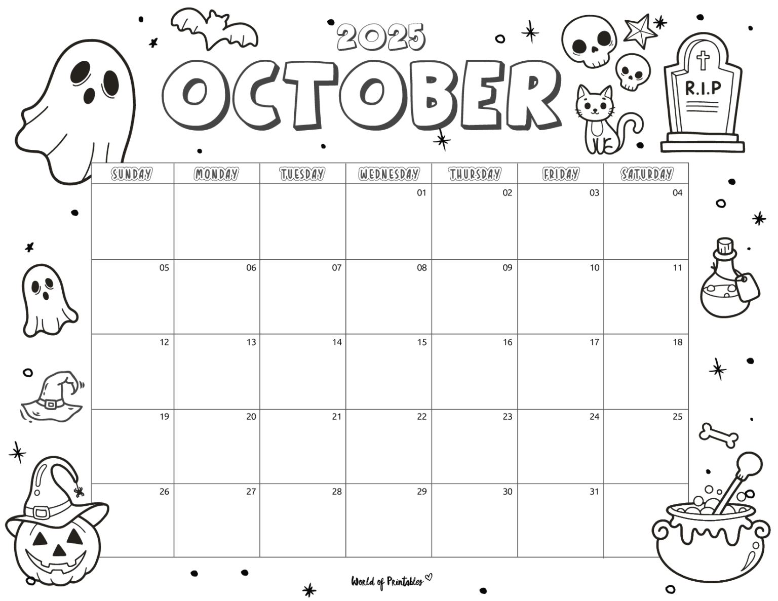 2025 Coloring Calendar - Free Printables - World of Printables