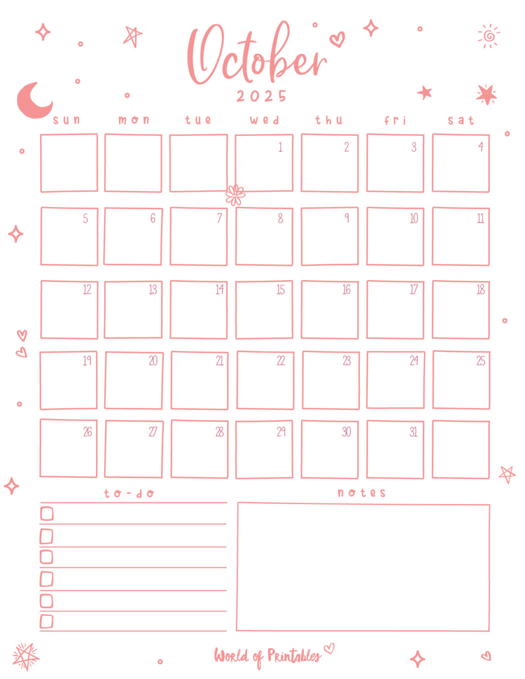 October 2025 Calendars | 130+ Styles - World of Printables
