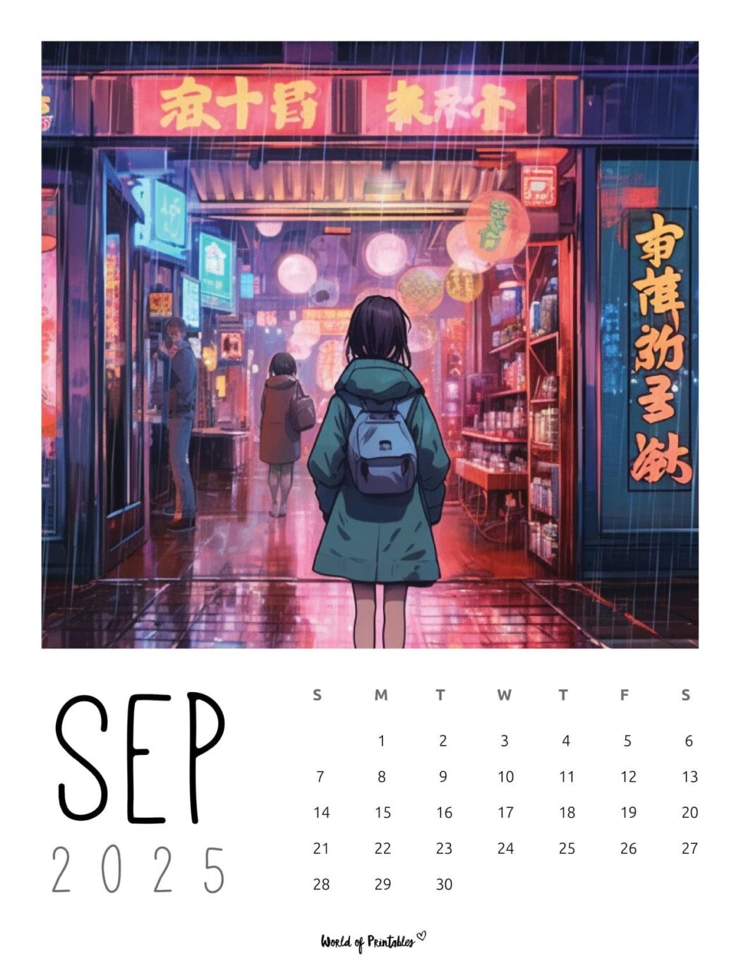 Lofi Anime Calendars For 2025 - World of Printables