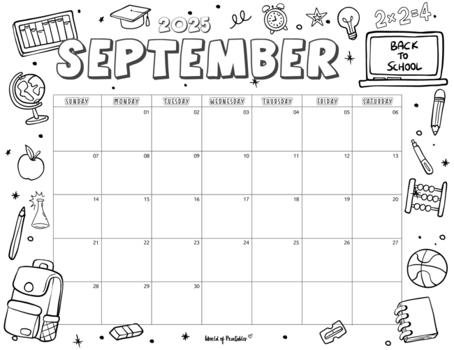2025 Coloring Calendar - Free Printables - World of Printables