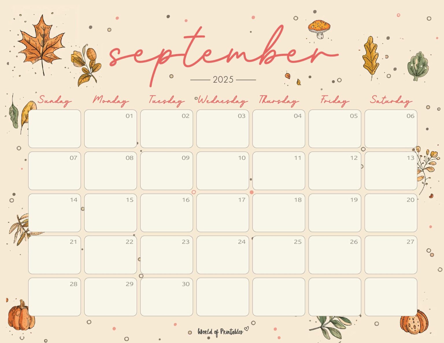 Free Printable September 2025 Calendars - World of Printables