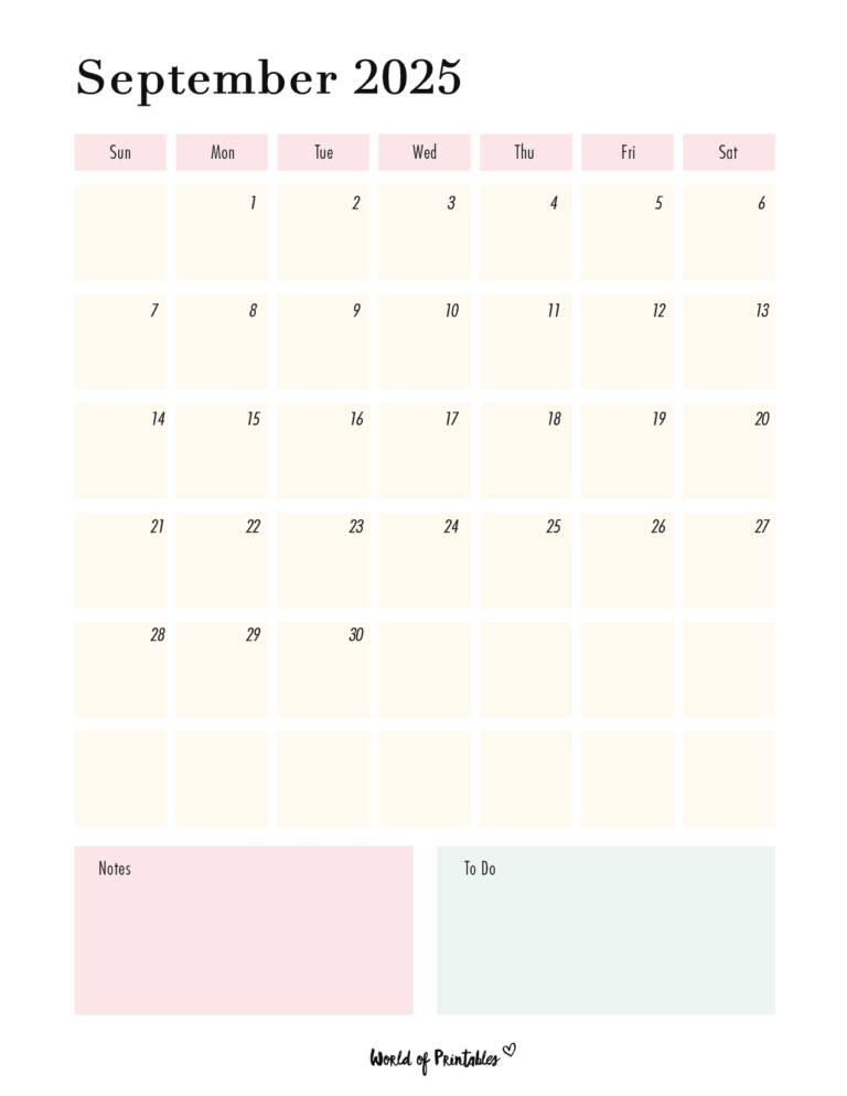 Free Printable September 2025 Calendars - World of Printables